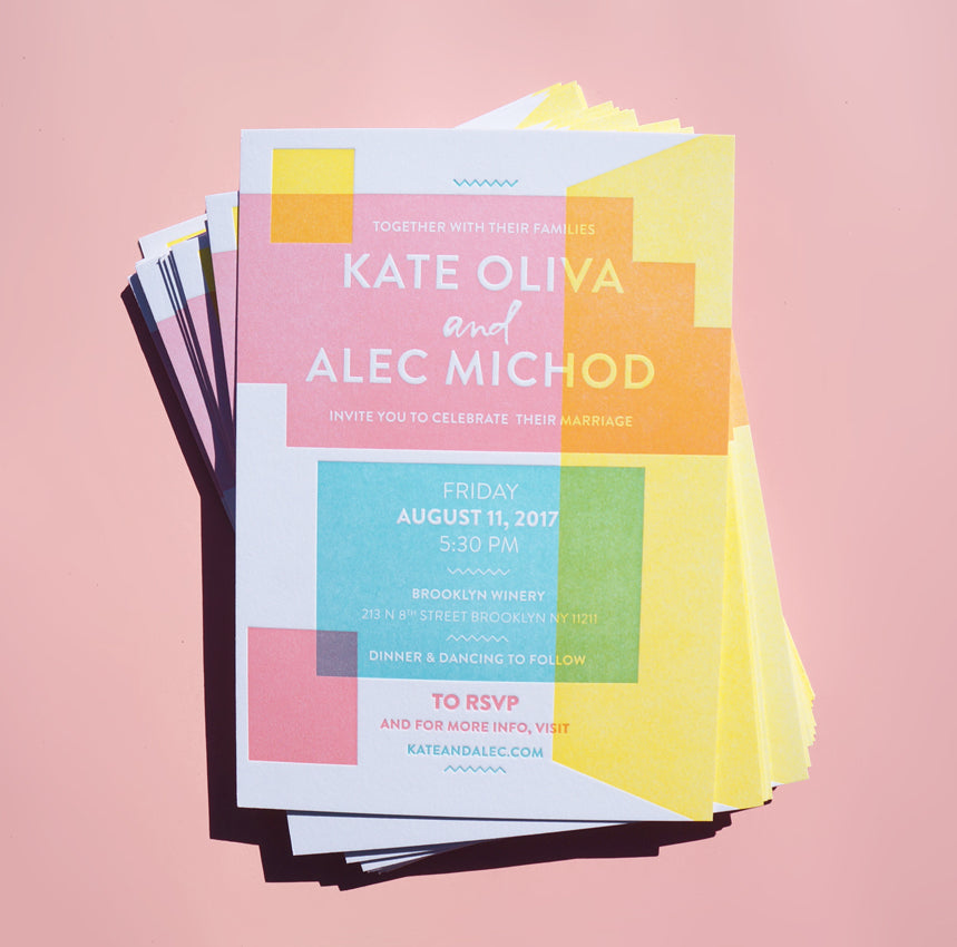 Geometric Colorblock Neon Wedding Suite – And Here We Are