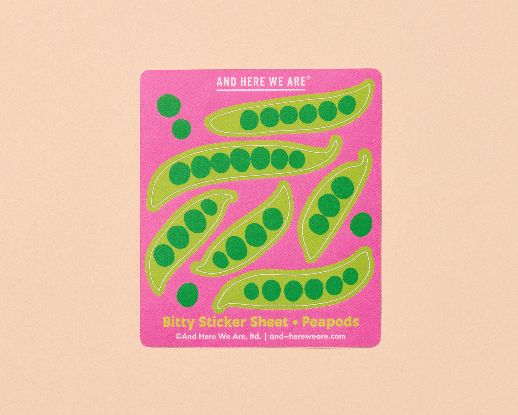 Bitty Vinyl Sticker Sheet—Pea Pod (6 little stickers) – And Here We Are