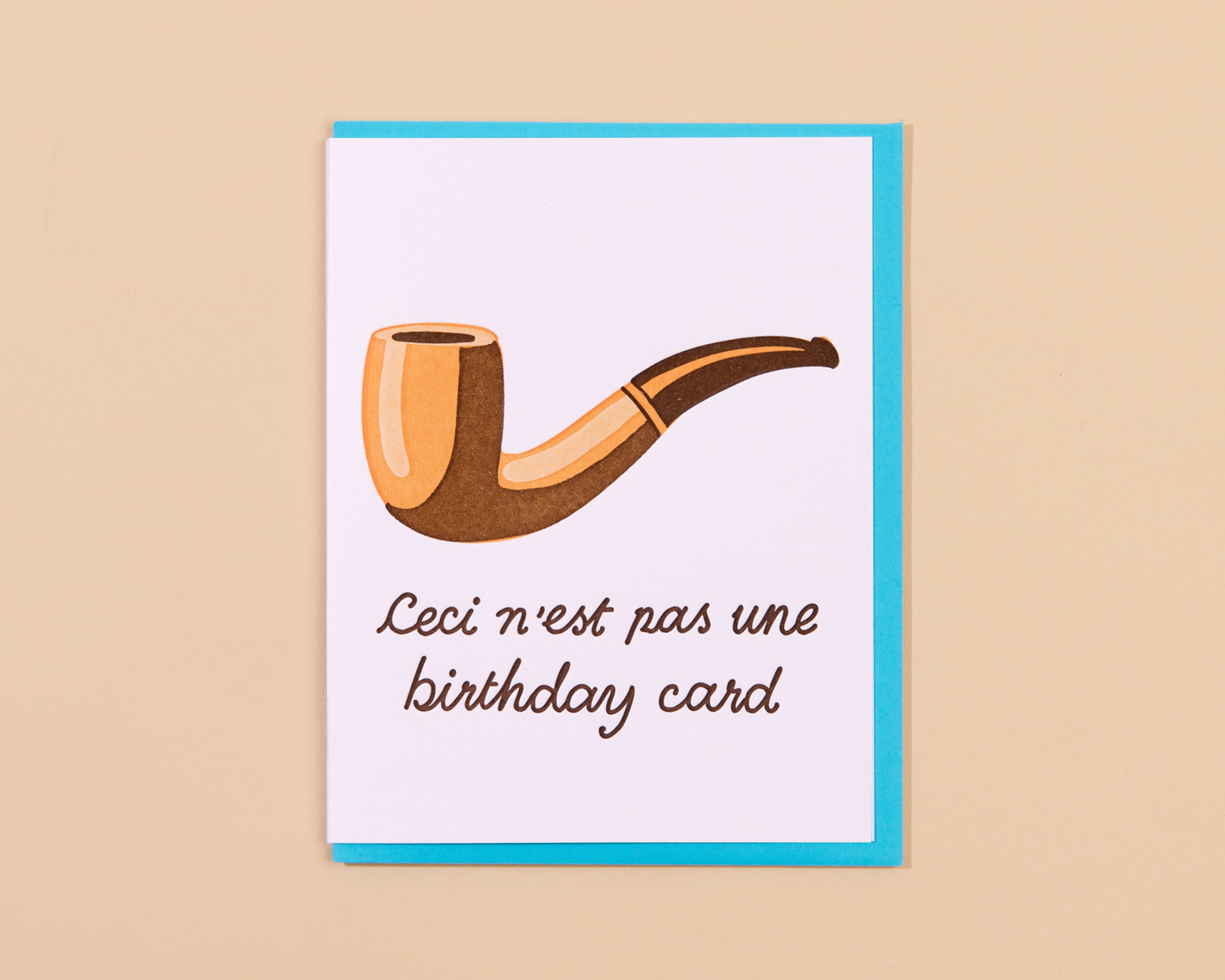 Letterpress Birthday Card—Magritte's Pipe (Art, Funny) – And Here We Are