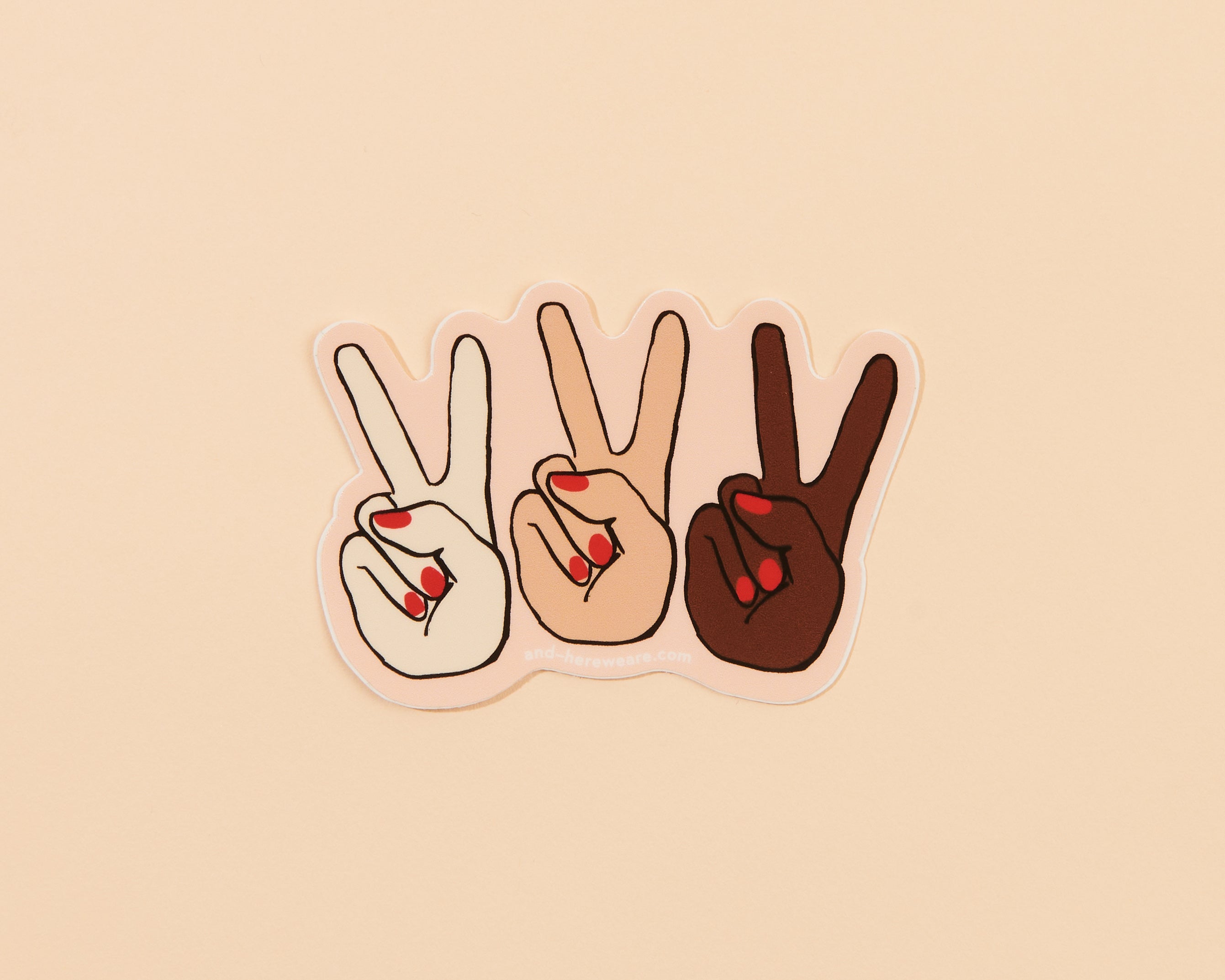 Peace Hand Group Sticker – And Here We Are
